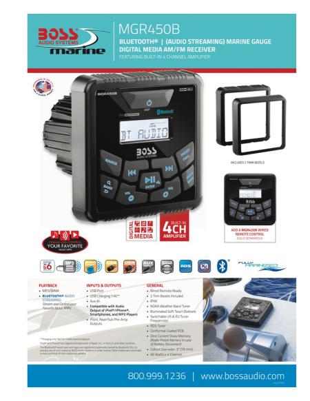 BOSS MGR450B marinstereo med Bluetooth | BOSS | Billyd | Brlelectronics.no